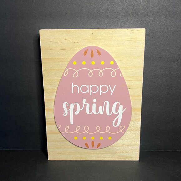 CVS | Holiday | Wooden Happy Spring Pink Tan Easter Eggshaped ...